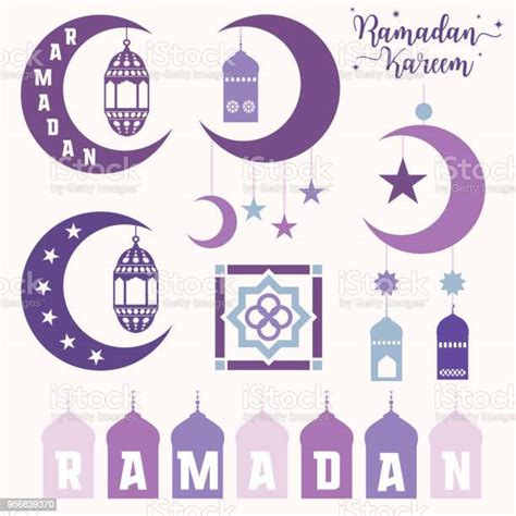 齋月在白色背景上的扁平元素 向量向量圖形及更多ramadan Kareem圖片 Ramadan Kareem 伊斯蘭教 傳統 Istock