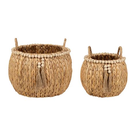 Lot De Paniers En Jacynthe D Eau Et Fer Naturel Et A La Mer Fabrique De Styles