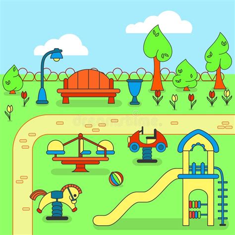 Carte De Parc De Ville Avec Le Terrain De Jeu Denfants Illustration De