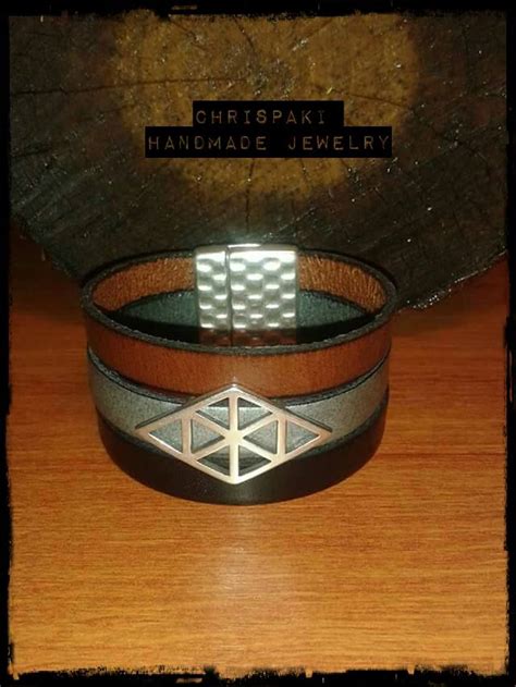 Chrispaki Handmade Jewelry Βραχιόλι από δέρμα με ασημί αντικέ