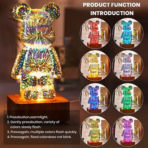 3d Fireworks Bear Light Projection Colorful Usb Ezshopbay