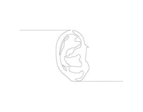 Desenho Contínuo De Uma Linha Da Orelha Humana Um Desenho Contínuo Do