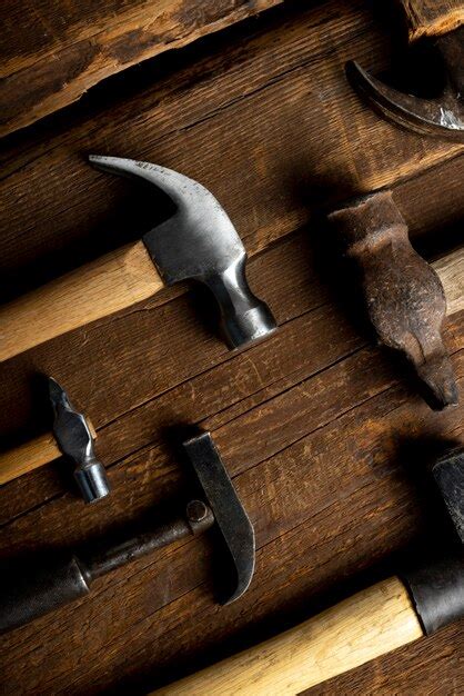 Free Photo Top View Construction Hammers Still Life
