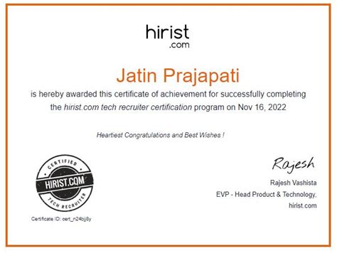 Jatin Prajapati On Linkedin Hirist Hiristteam Certification Learning Techrecruitment