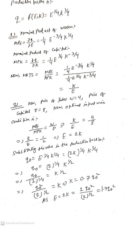 Consider A Firm With Production Function Given By Q Fe K E14