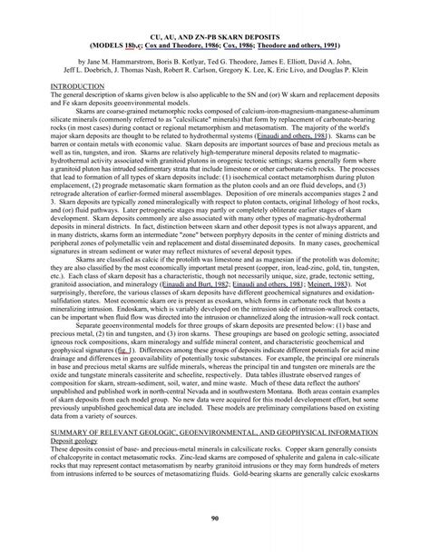 Cu Au And Zn Pb Skarn Deposits Models 18bc Cox And