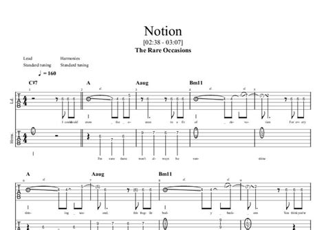 Notion Fingerstyle Tab And Chords The Rare Occasions