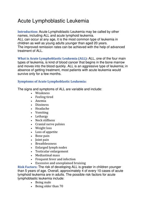 Ppt Acute Lymphoblastic Leukemia Powerpoint Presentation Free