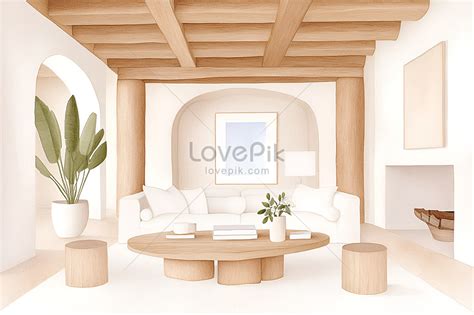 심플한 스타일의 거실 디자인 일러스트 무료 다운로드 Lovepik