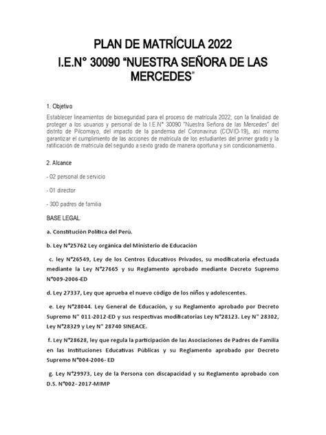 Plan De Matrícula 2022 Descargar Gratis Pdf Educación Primaria