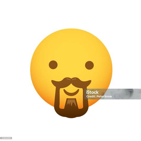 중세 힙스터 턱수염이 있는 이모티콘 멋진 노란색 문자 아이콘 그림 국왕에 대한 스톡 벡터 아트 및 기타 이미지 국왕