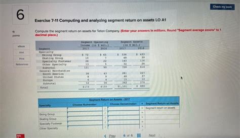 Solved Check My Work 6 Exercise 7 11 Computing And Analyzing