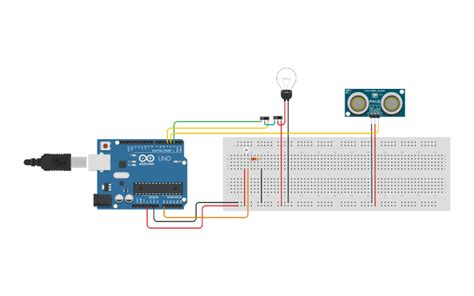 Circuit Design Led Control Ambient Light Sensor And Ultrasonic Distance Sensor Tinkercad