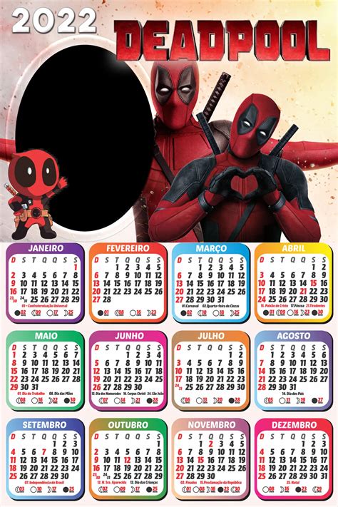 Moldura Png Para Fazer Colagem Calendário 2022 Deadpool Imagem Legal