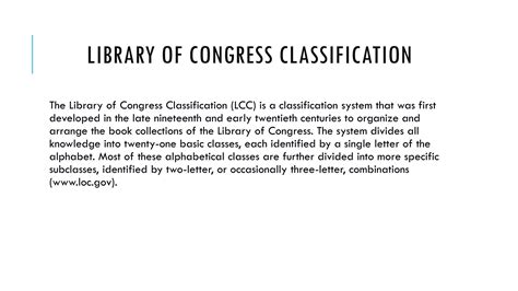Library Of Congress Classification System Pdf