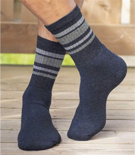 Pack Of 5 Pairs Of Mens Sports Socks 3 Grey Black Blue Atlas For Men