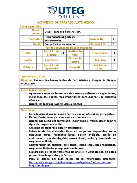 Taller Unidad 1 Herramientas Digitales Y Colaborativas Pdf