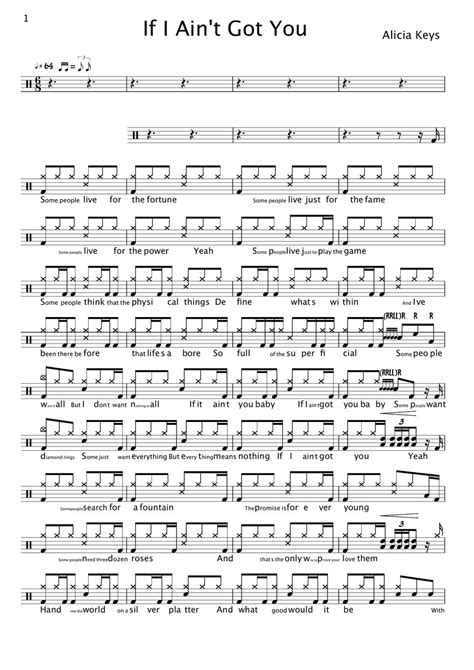 Alicia Keys If I Ain T Got You Sheet By Gwon S DrumLesson