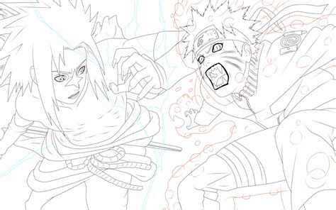 Sasuke Vs Naruto Lineart By Narutoan98 On Deviantart