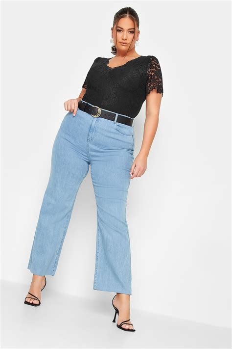 Plus Size Limited Collection Black Lace Short Sleeve Bodysuit Yours