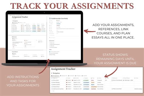 Notion Student Planner Template Assignment Tracker Study Planner