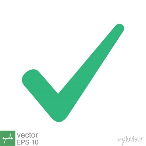 Green Check Mark Icon Simple Flat Style Tick Symbol Checkbox Wall Mural • Murals Vote