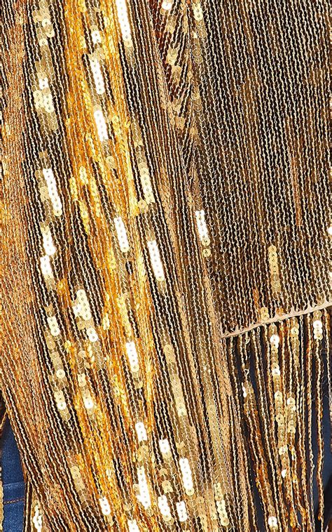 Gold Sequin Fringe Crop Jacket