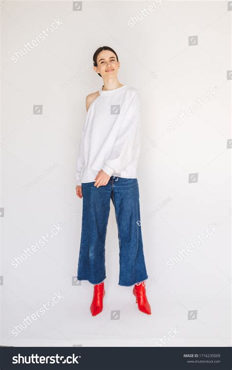 Beautiful Girl Dressed White Sweater Naked Stock Photo Shutterstock