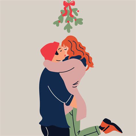 Sweet Couple Under Mistletoe 262038 Vector Art At Vecteezy