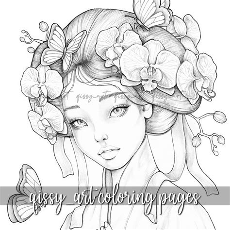 Pure Soul Premium Greyscale Digital Coloring Page Qissy Art Etsy