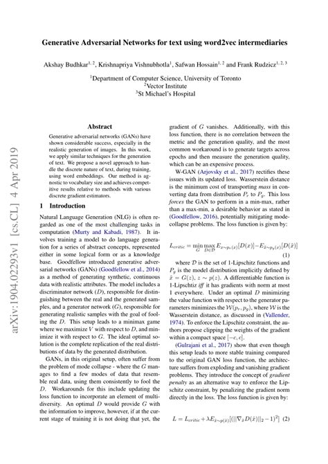 Pdf Generative Adversarial Networks For Text Using Word2vec