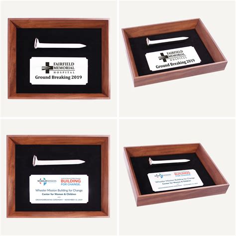 Silver Plated Ceremonial Railroad Spikes Shadowbox Frames Engraving