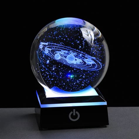 Qianwei 3d Solar System Crystal Ball 80mm 315 Laser Engraved Hologram