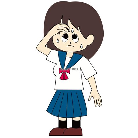 無料イラスト 暑くて汗をかく女子学生