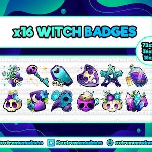 12 Witchy Badges Twitch Sub Bit Badges Streamer Halloween Horror