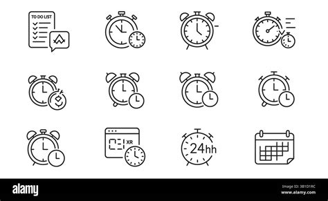 Time Management Icons Set Minimalist Scheduling Symbols Collection And Productivity Icons For