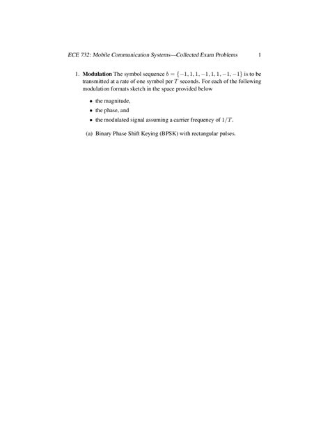 Exam Problems Modulation Mobile Communication Systems Ece 732