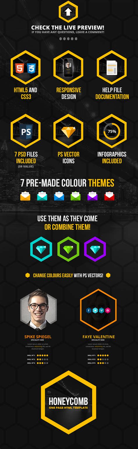 honeycomb html5 responsive one page template on behance