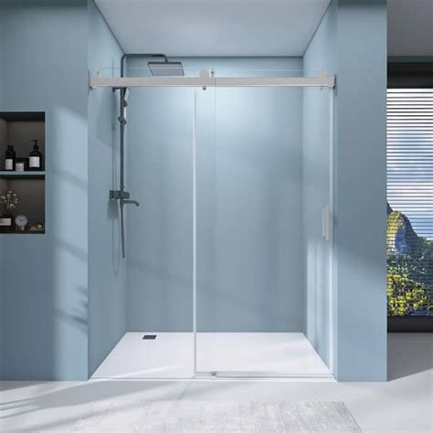Zeafive 60 Inw X 76 Inh Alcove Frameless Single Sliding Soft Close