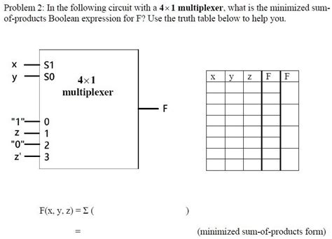 Solved Problem 2 In The Following Circuit With A 4x1 Multiplexer