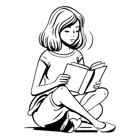 Premium Vector Young Woman Reading A Book Vector Illustration Of A