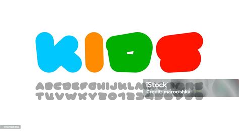 아이 글꼴 밝은 알파벳 현대 문자와 숫자 벡터 일러스트 레이 션 10eps 재미에 대한 스톡 벡터 아트 및 기타 이미지 재미