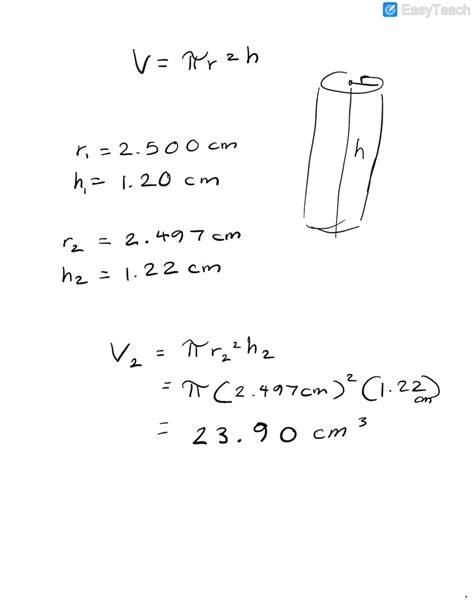 Solvedthe Volume Of A Cylinder Is πr2 H Where R Is The Radius And H