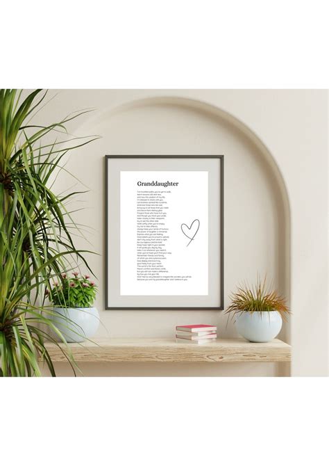 Granddaughter Poem Original Poem To Print And Frame Poem For
