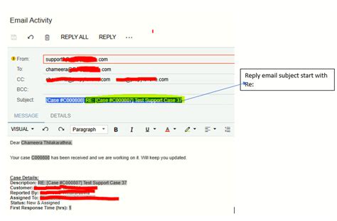 Upon Replying To First Support Case Email It Creates A New Support