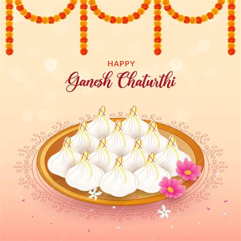 Premium Vector Indian Sweets Modak Mava Modak Thali For Ganesh Chaturthi