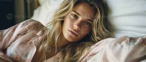 Ai Generated Serene Young Woman Asleep In Pink Pajamas Ai Generative