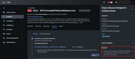 Cisco Xdrによるエンドポイント分離自動ワークフローの設定 Cisco