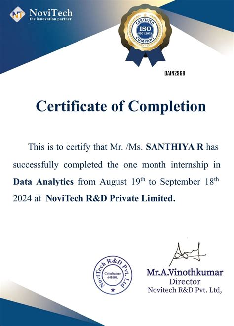 Santhiya R On Linkedin Internship Dataanalytics Novitech Learningbydoing Realworldexperience