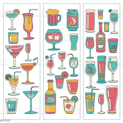 Alcohol Drinks And Cocktails Icon Set Stock Illustration Download
